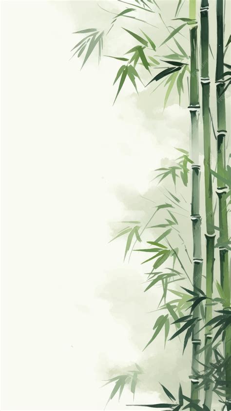 우아 한 대나무 수채화 배경 프리미엄 Ai 생성 벡터