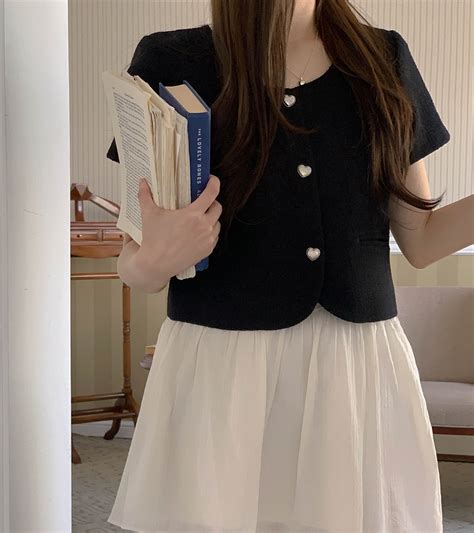 무무씨 미엘 하트자켓 여름 반팔 노카라 자켓 하객룩 COL