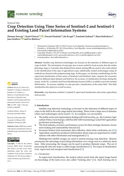 Pdf Crop Detection Using Time Series Of Sentinel 2 And Sentinel 1 And