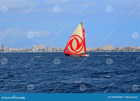 Team Dongfeng With Code Zero Spinnaker Volvo Ocean Race Alicante 2017 Editorial Stock Image