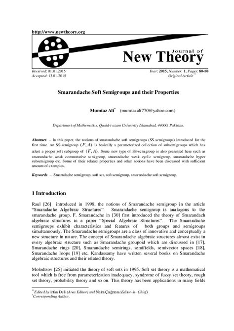 Pdf Smarandache Soft Semigroups And Their Properties