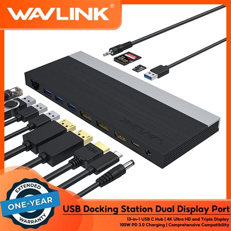 WAVLINK In Docking Station USB C HUB Triple Display K With Display Ports W PD Charging