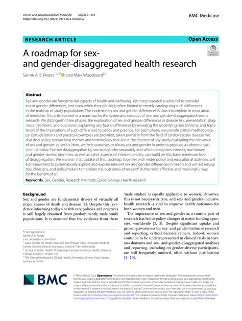 PDF A Roadmap For Sex And Gender Disaggregated Health Research