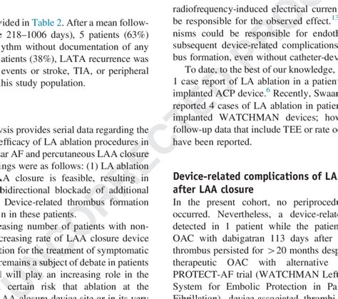 Amplatzer Left Atrial La Appendage Closure Device Before And After La Download Scientific