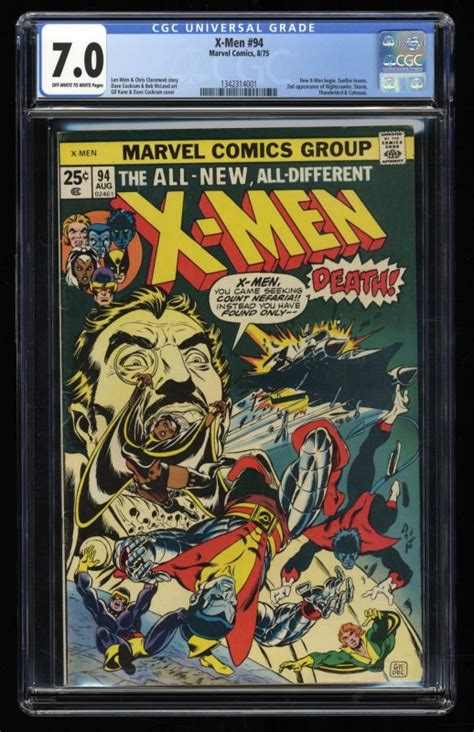 X Men 94 Cgc Fnvf 70 New Team Begins Sunfire Leaves Dave Cockrum