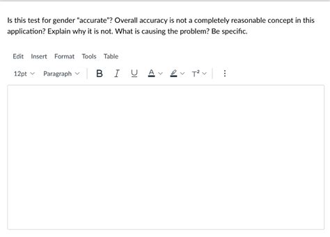 Solved Is This Test For Gender Accurate Overall Accuracy Chegg Com