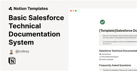 Basic Salesforce Technical Documentation System Template By Cobey Maynard Notion Marketplace