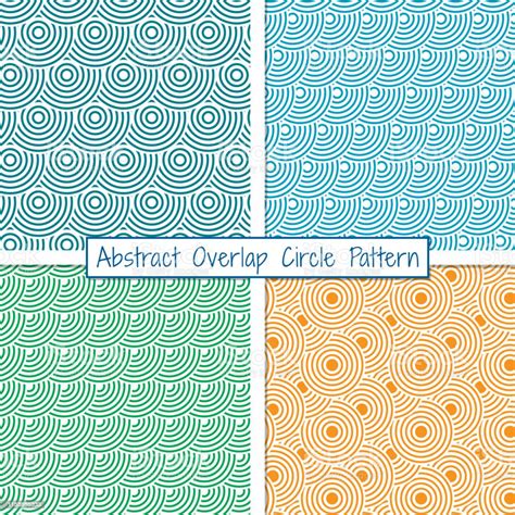 4 Seamless Vector Vintage Patterns Of Overlapping Arcs Set Of Curving Overlapping Bands Modern