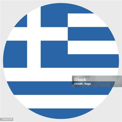 그리스의 국기 버튼 플래그 아이콘입니다 표준 색상 원 아이콘 플래그입니다 컴퓨터 일러스트레이션 디지털 일러스트레이션 벡터 일러스트 레이 션입니다 0명에 대한 스톡 벡터 아트