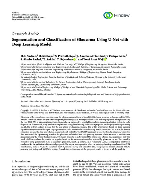 pdf segmentation and classification of glaucoma using u net with deep