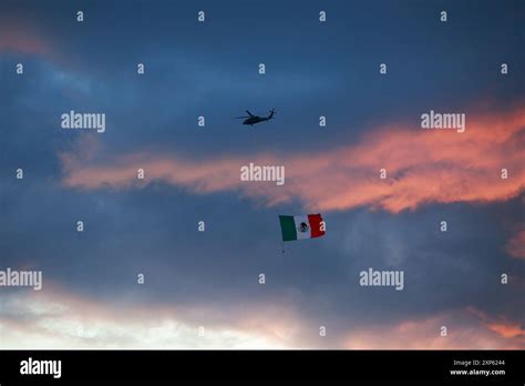 Ciudad De M Xico M Xico November Helicopter In Flight Shows A Mexican Flag To