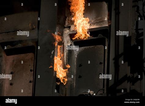 Pushing Hot Coke On A Coke Oven Plant On Large Integrated Steelworks Stock Photo Alamy