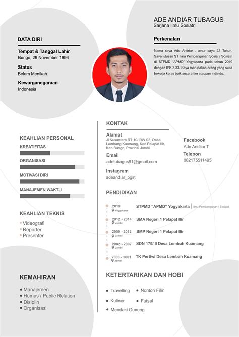 Contoh Cv Pelajar Sekolah Yang Menarik Dan Rapi