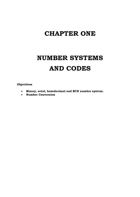 Chapter 1 Number Systems And Codes Chapter One Number Systems And