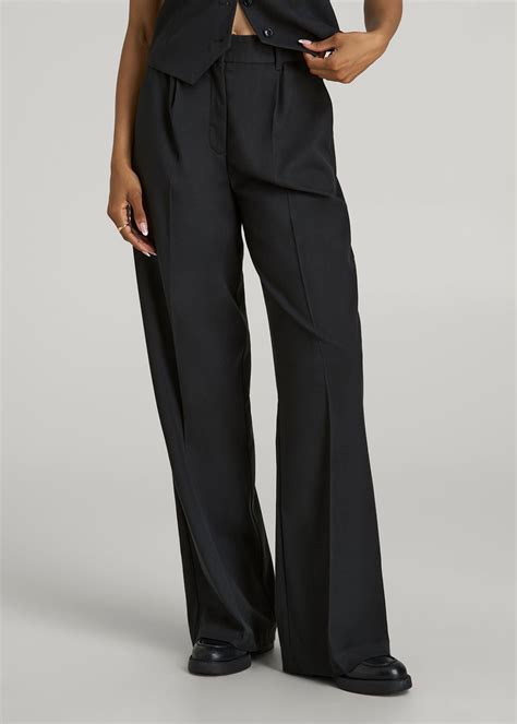 High Rise Wide Leg Pleated Dress Pants For Tall Women American Tall