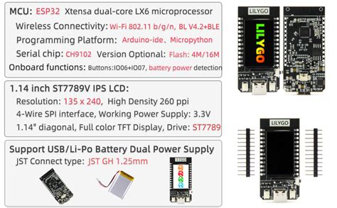 lilygo esp32 t display module for arduino development board ttgo lcd wi fi ble