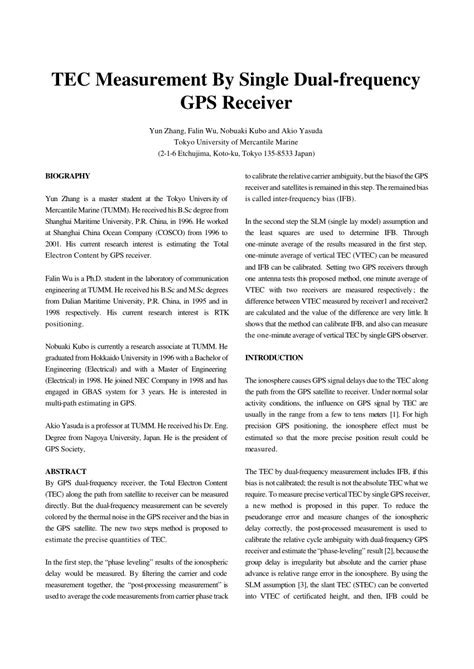 pdf tec measurement by single dual frequency gps receiver
