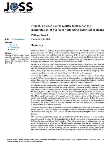 Hytool An Open Source Matlab Toolbox For The Inter Pdf Hydrogeology Aquifer