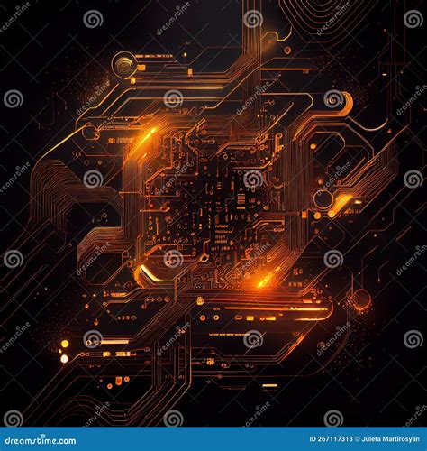 Abstract Microcircuit With Capacitors And Copper Tracks Royalty Free Stock Photo