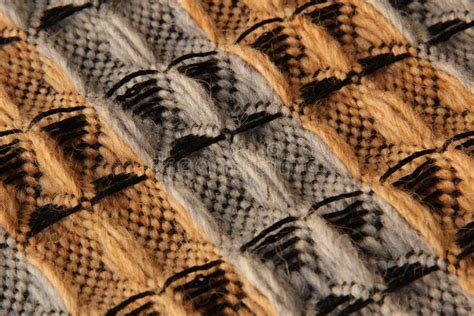 Closeup Of Threedimensional Waffle Weave Pattern In Orange And Grey