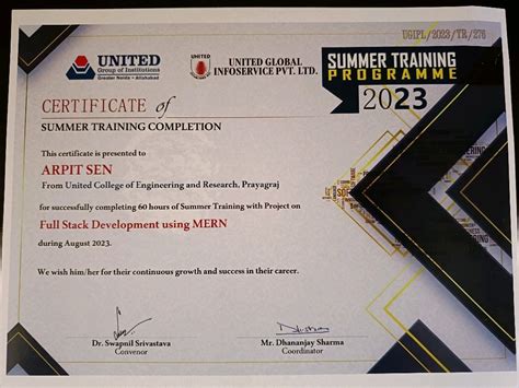 arpit sen on linkedin fullstackdevelopment mernstack summertrainingcomplete codingjourney