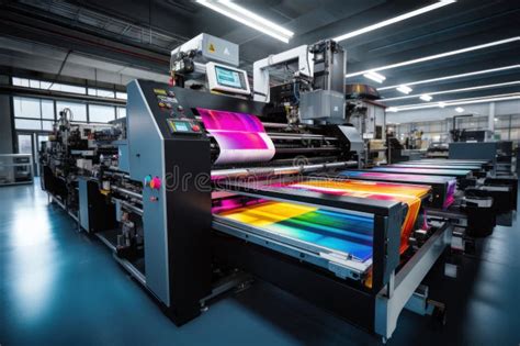 Modern Printing Press With Color Printing Stock Illustration Illustration Of White