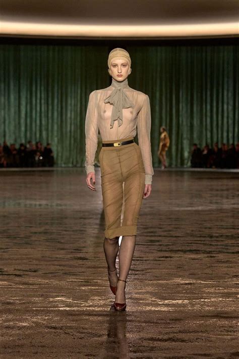 How Sheer Is Too Sheer Saint Laurent Bares All At Paris Fashion Week