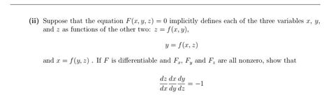 solved i suppose that the equation f x y z 0 implicitly