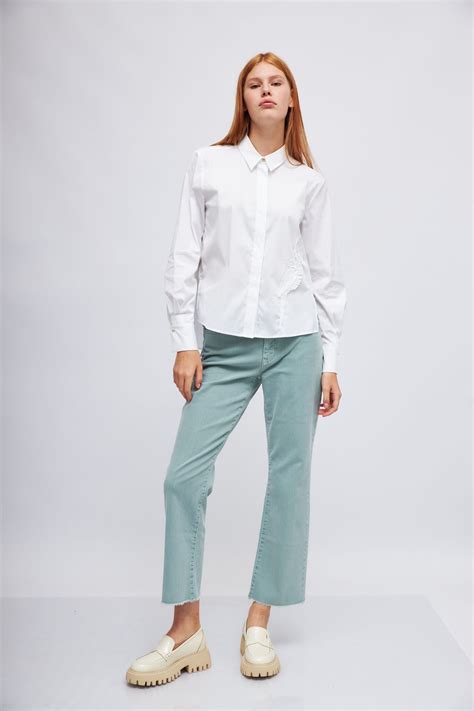 Marc Cain Блуза хлопковая с узором оригами купить по выгодной цене Корона мужская и