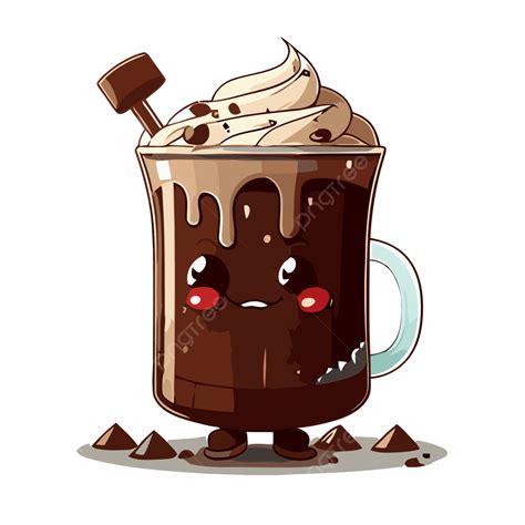 핫 초콜릿을 마시는 벡터 머그잔과 초콜릿 조각이 들어 있는 스티커 클립 아트 만화 머그컵 상표 클립 아트 Png 일러스트 및 벡터 에 대한 무료 다운로드 Pngtree