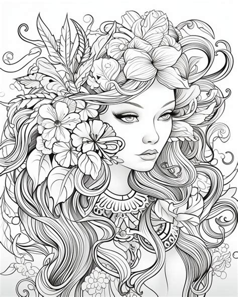 Black And White Adult Coloring Page Premium Ai Generated Image