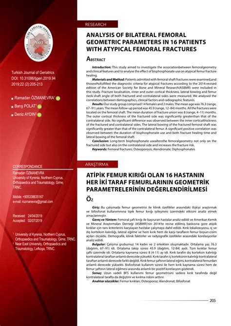 Pdf Analysis Of Bilateral Femoral Geometric Parameters In 16 Patients