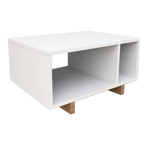 Table Basse Rectangle Blanche 2 Niches