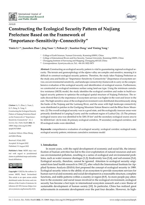 Pdf Constructing The Ecological Security Pattern Of Nujiang Prefecture Based On The Framework