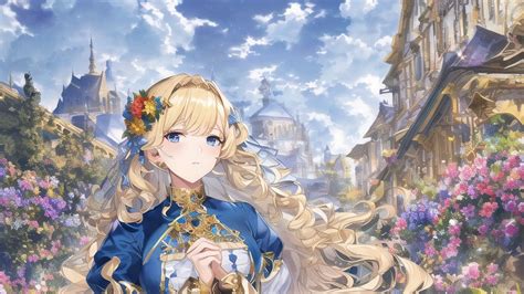 Wallpaper Girl Dress Flowers Buildings Art Anime Hd Picture Image