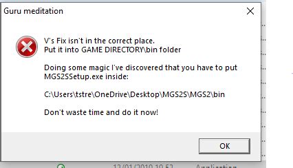 V S Fix Isn T In The Correct Place Error Issue VFansss Mgs V S Fix GitHub