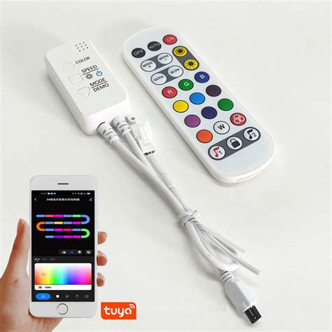 Tuya Smart Ws2811 Led String Controller 12v 24 Key Ir Remote Control 2811 Ucs1903 6803 Pixel Led
