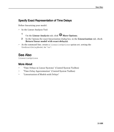 Simulink Control Design 31 Specify Exact Representation Of Time Delays Before Linearizing