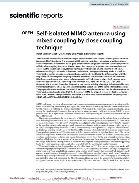 Pdf Self Isolated Mimo Antenna Using Mixed Coupling By Close Coupling Technique