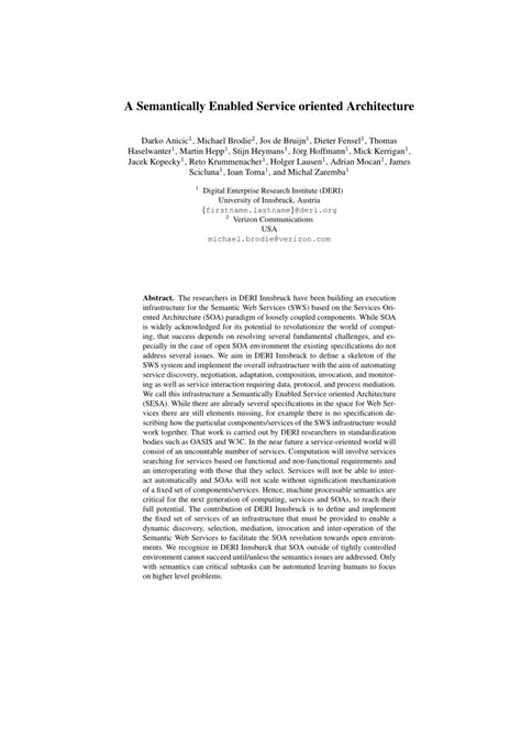 Pdf A Semantically Enabled Service Oriented Architecture