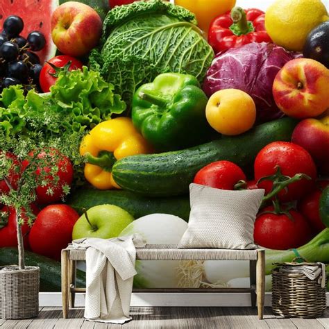 Fruit And Vegetable Assortment Wallpaper Wallsauce Us In 2024 Fruit