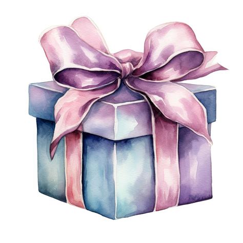 Premium Photo Watercolor Birthday Present With Bow Isolated On White