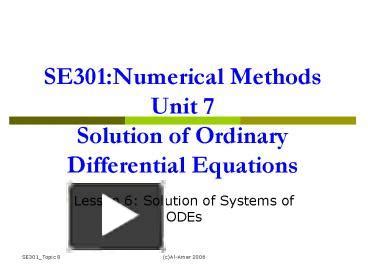 SE Numerical Methods Unit Solution Of Ordinary Differential Equations Presentation Free