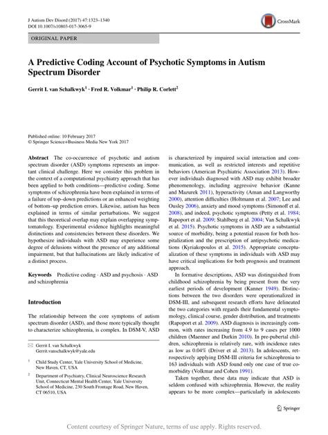 A Predictive Coding Account Of Psychotic Symptoms In Autism Spectrum