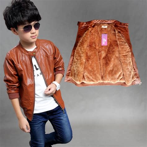 Badu Bg Детски кожени якета от изкуствена кожа и мека вътрешна част за момчета в черен и кафяв