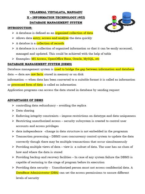 Dbms Part 1 Print Download Free Pdf Databases Relational Database