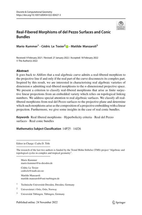 Pdf Real Fibered Morphisms Of Del Pezzo Surfaces And Conic Bundles