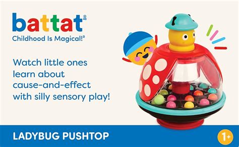Battat Ladybug Ball Popping Toy Pushtop Playset With 20