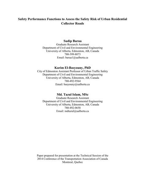 pdf safety performance functions to assess the safety risk …conf tac