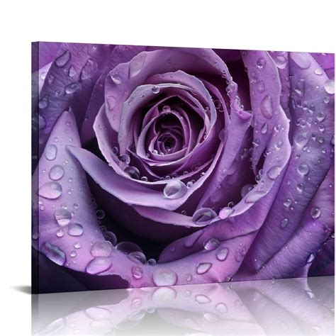 Eastsmooth Purple Rose Canvas Wall Art For Girls Room Decor Romantic